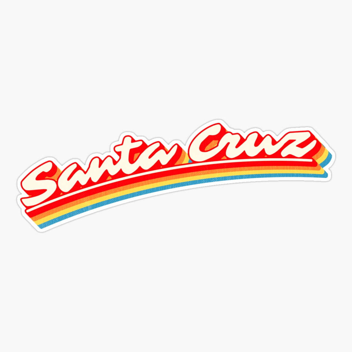 Maneki Santa Cruz, Ca | Retro Rainbow Variant Sticker, Phone Decal ...