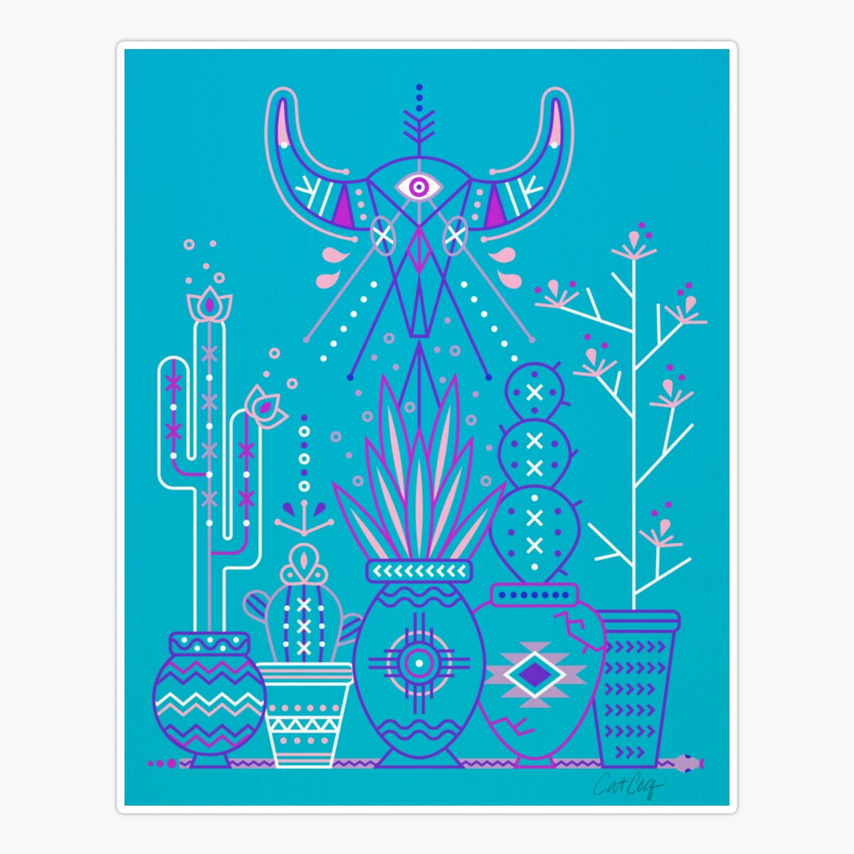 Maneki Santa E Garden – Blue & Purple Sticker, Phone Decal Water Bottle ...