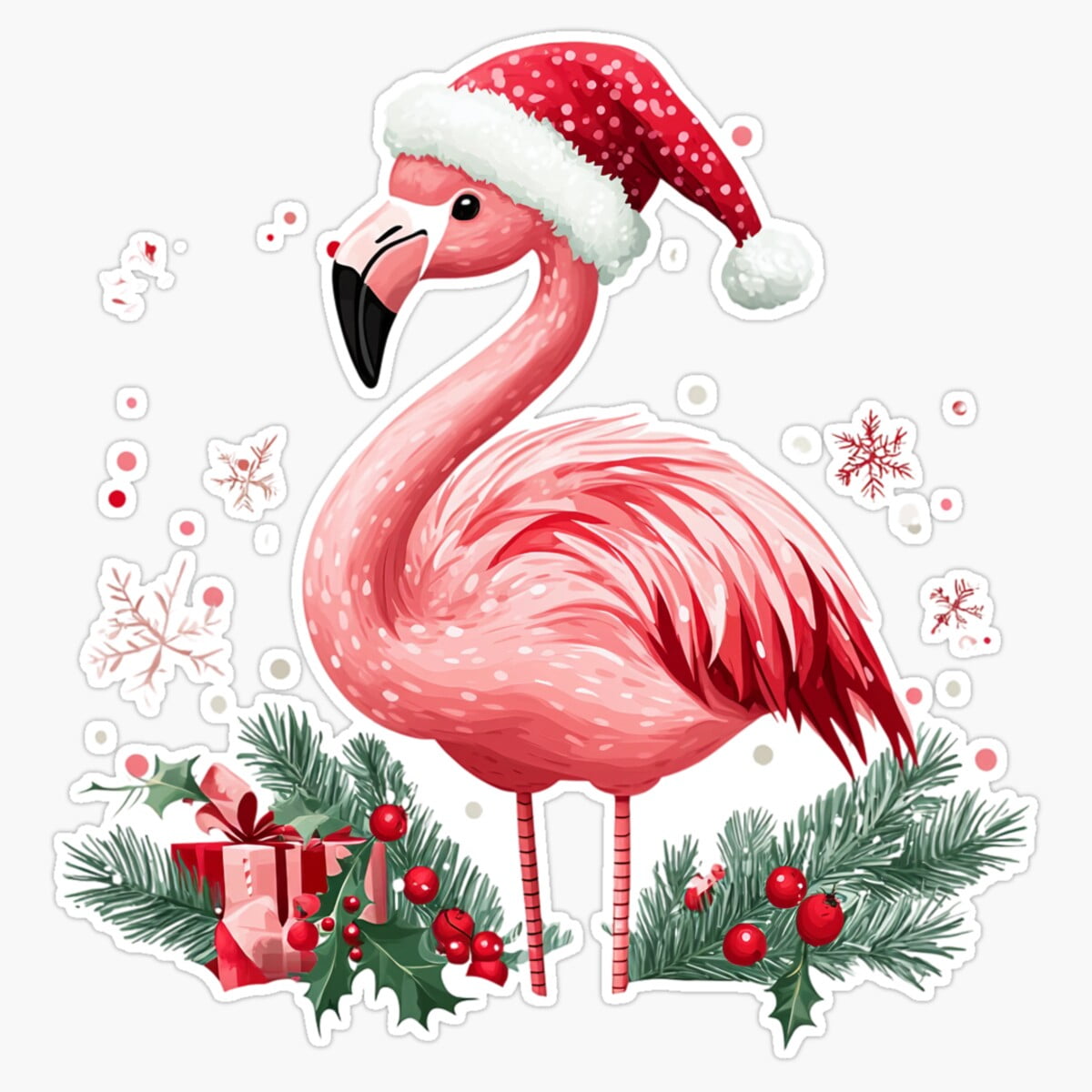 Maneki Santa Flamingo With Gifts – Tropical Christmas Art Er, Phone ...