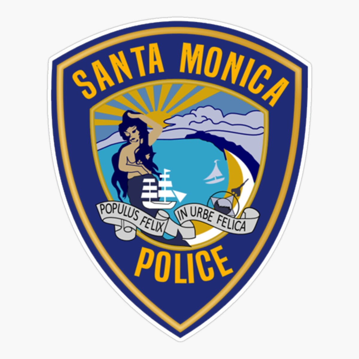 Maneki Santa Monica California Police Logo Sticker, Phone Decal Water ...