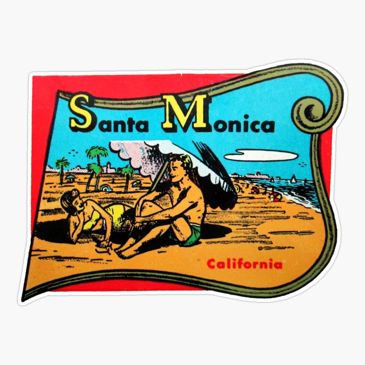 Maneki Santa Monica California Vintage Travel Decal Sticker, Phone ...