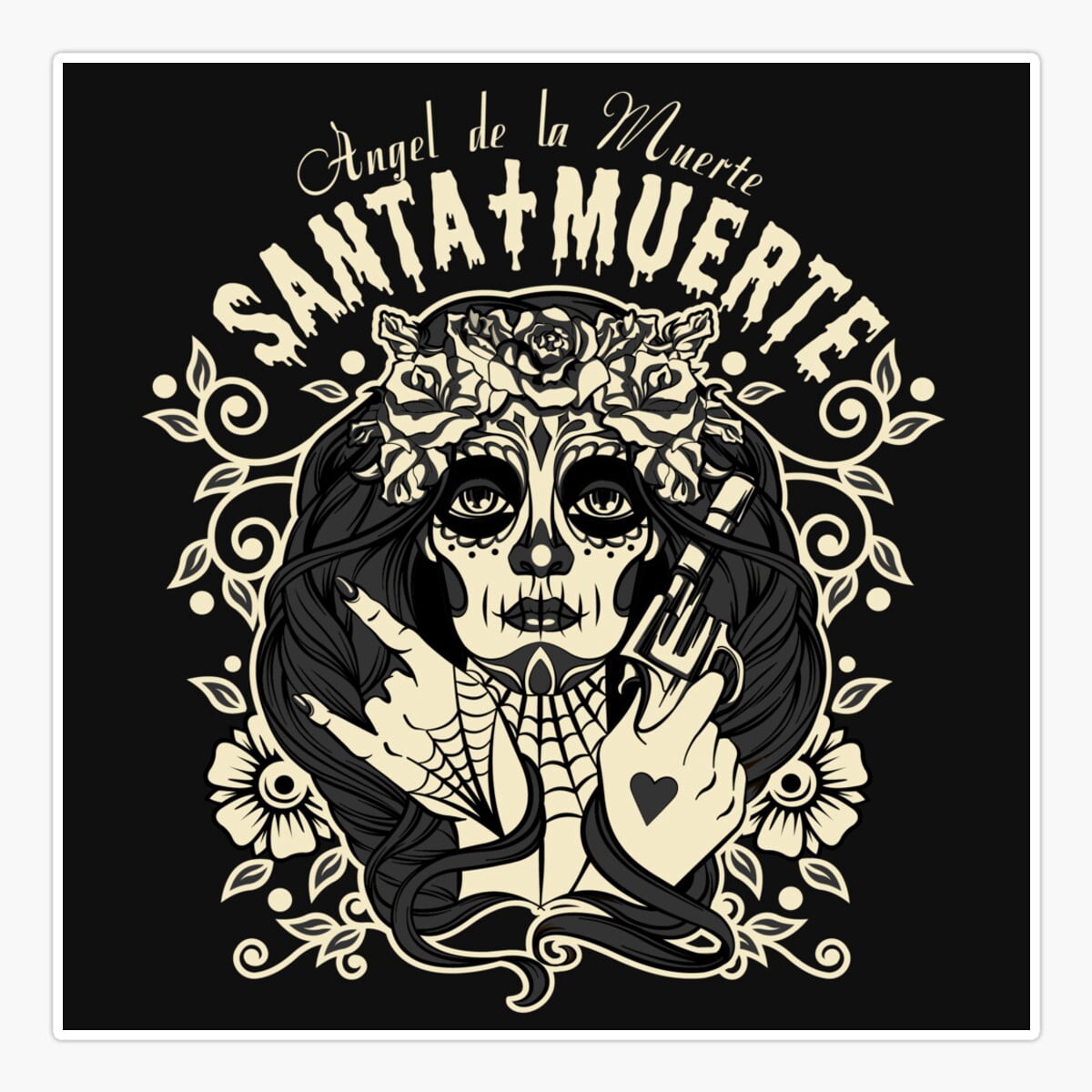 Maneki Santa Muerte - Angel O Death Er, Phone Decal Water Bottle ...