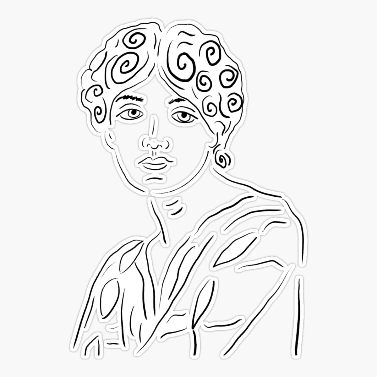 Maneki Sappho Greek Statue Line Art Minimalist Illustration Sticker ...