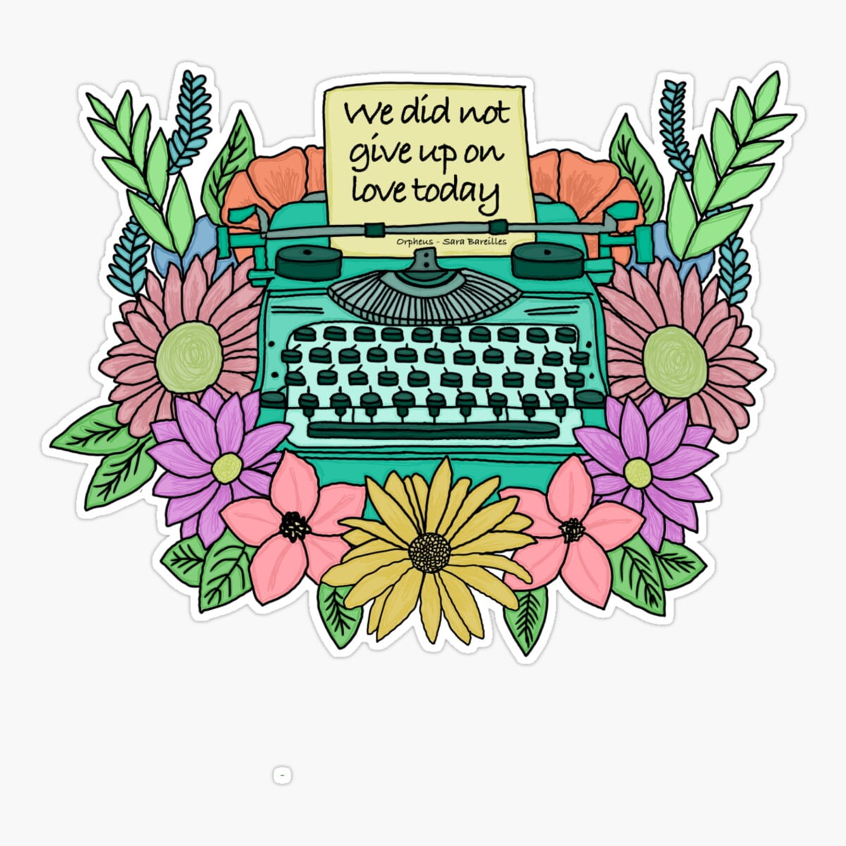 Maneki Sara Bareilles Orpheus Flower Lyrics Sticker, Phone Decal Water ...