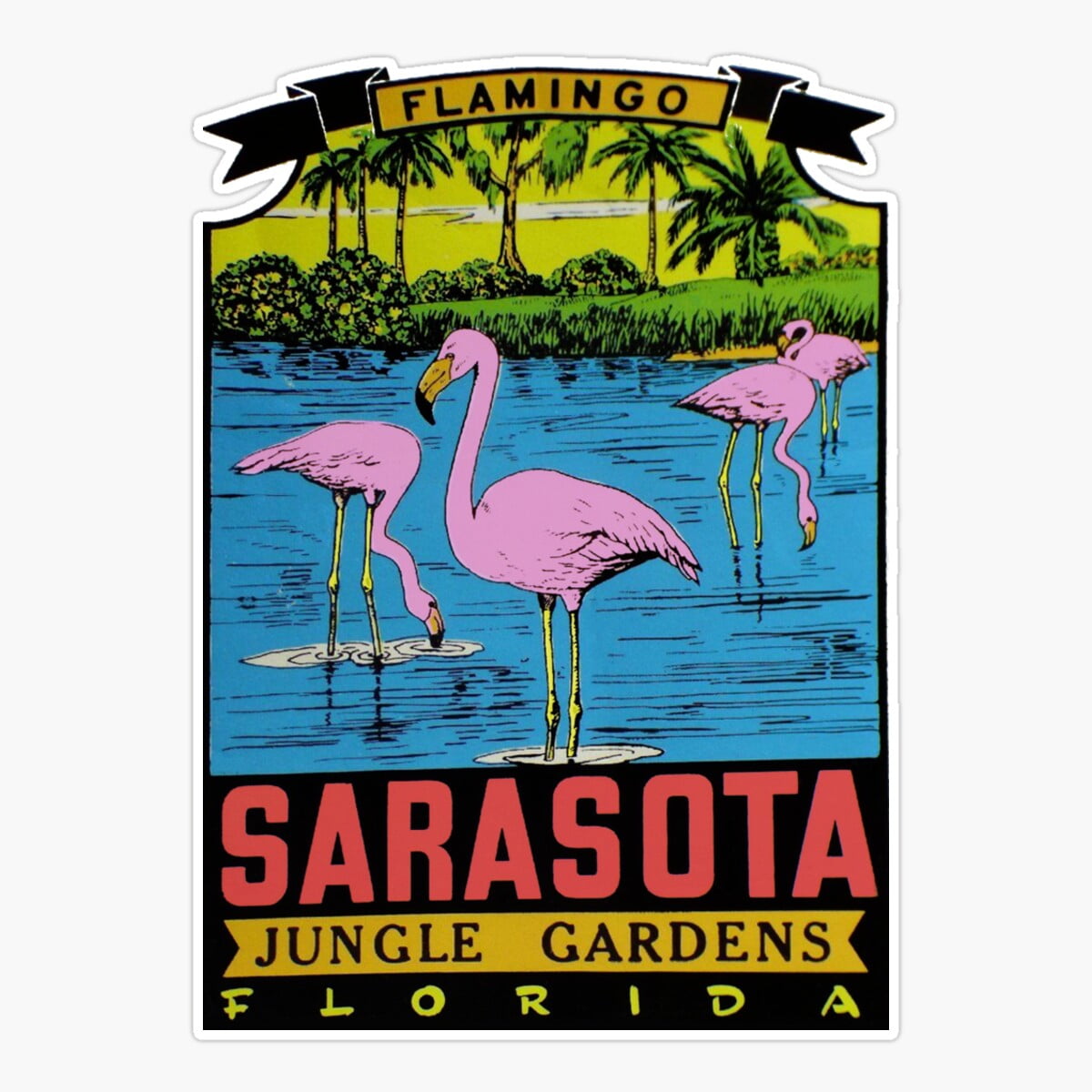 Maneki Sarasota Jungle Gardens Florida Vintage Travel Decal Sticker ...