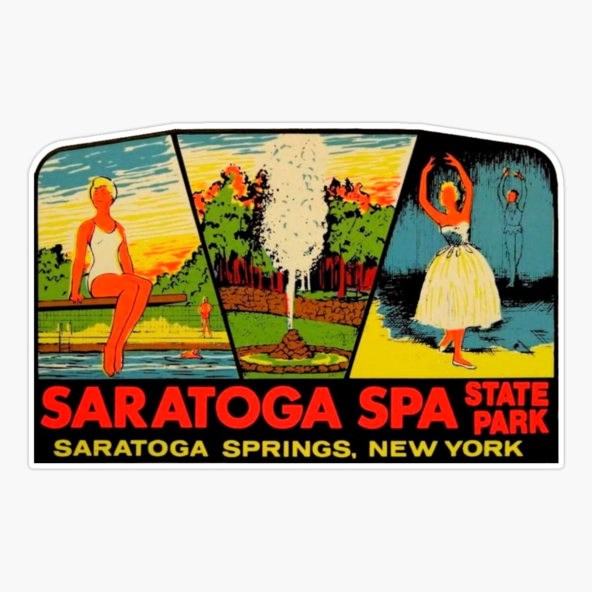 Maneki Saratoga Spa State Park New York Vintage Travel Decal Sticker ...