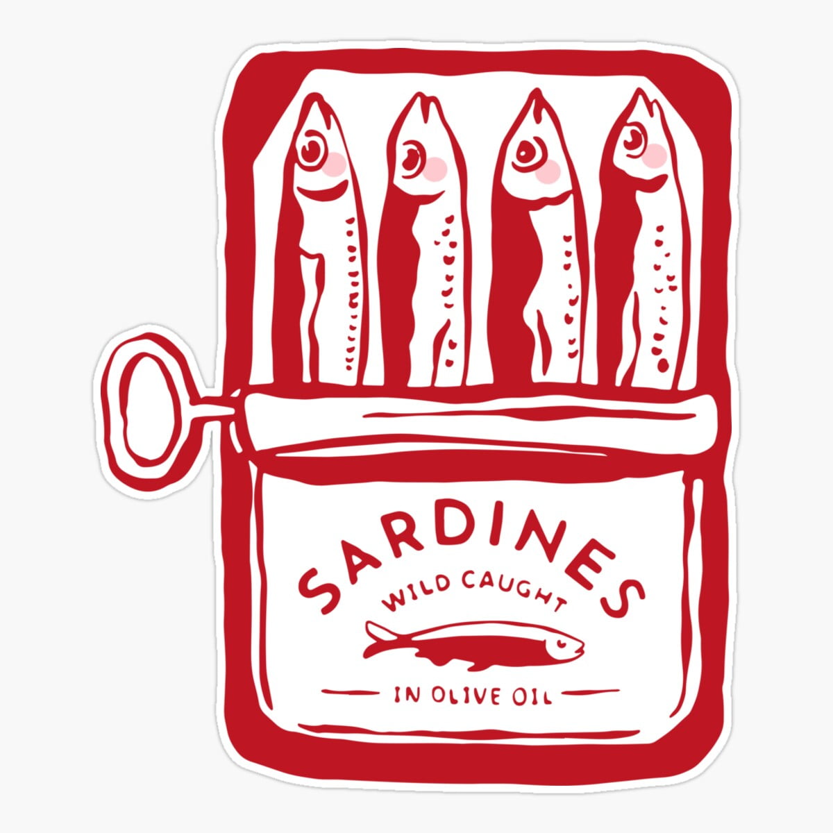 Maneki Sardines, Colourful Maximalist Vintage Food Design Sticker ...