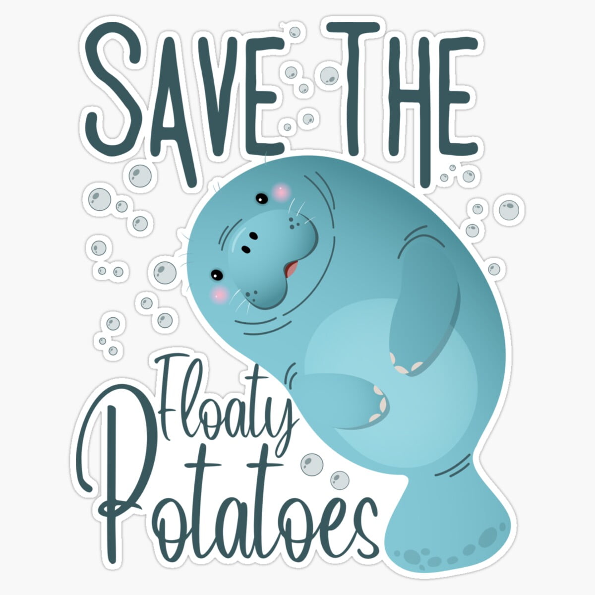 Maneki Save The Floaty Potatoes Funny Manatees Er, Phone Decal Water ...