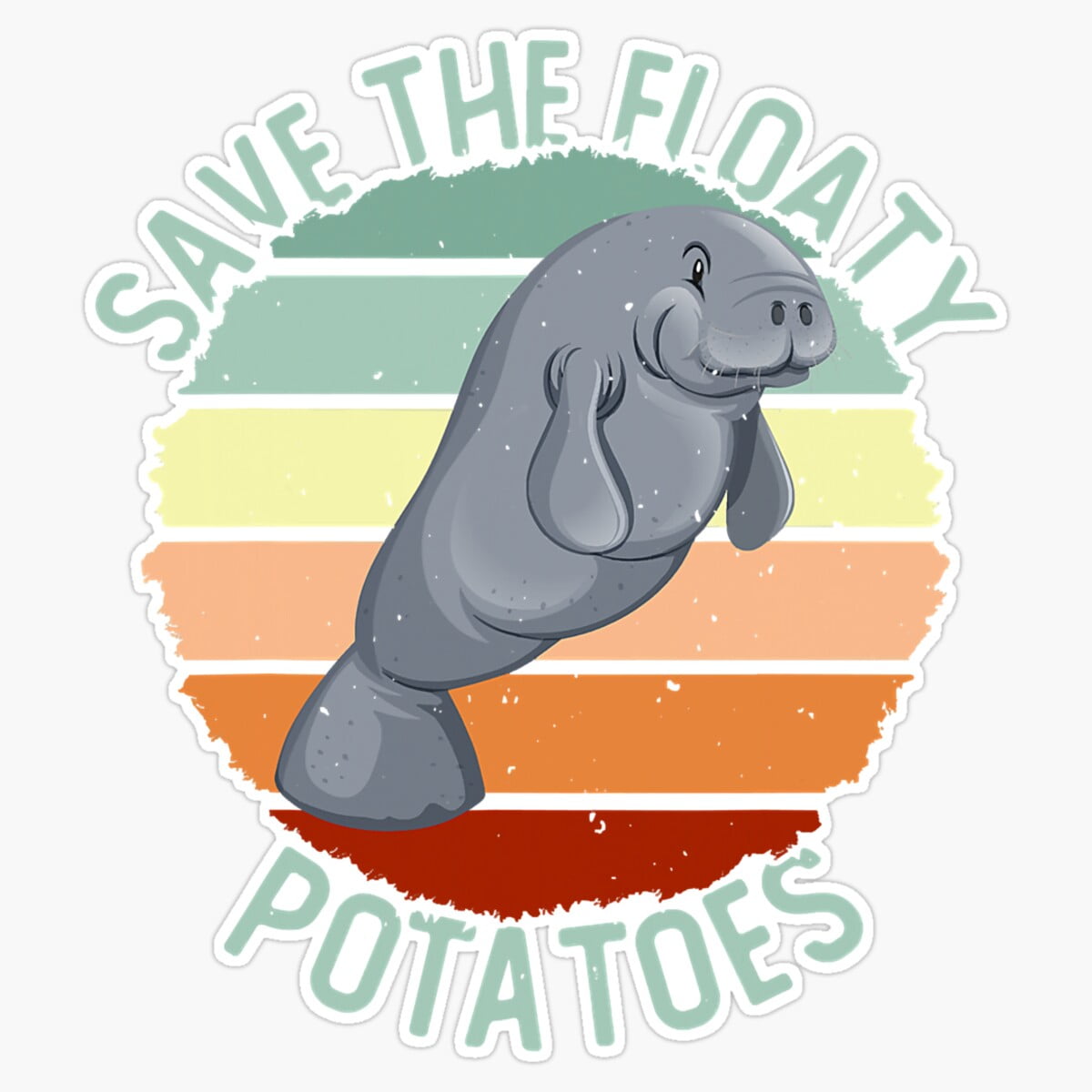 Maneki Save The Floaty Potatoes Sea Cow Er, Phone Decal Water Bottle ...