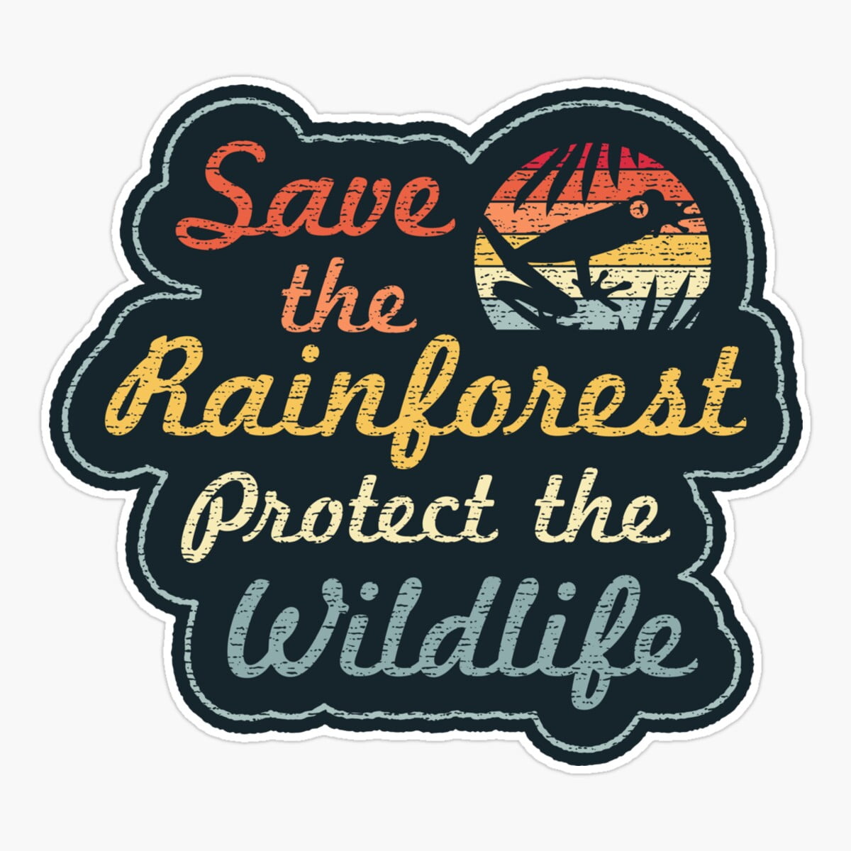 Maneki Save The Rainforest, Protect The Wildlife - Retro Style Sticker ...