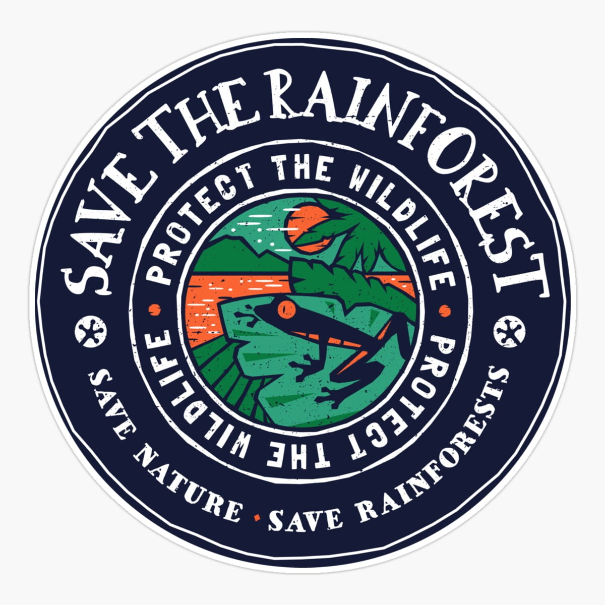 Maneki Save The Rainforest, Protect The Wildlife. Tree Frog. Sticker ...
