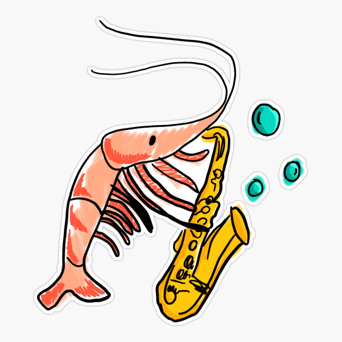 Maneki Saxaphoning Shrimp Sticker, Phone Decal Water Bottle Stickers ...