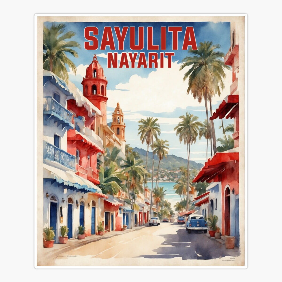 Maneki Sayulita Nayarit Vintage Travel Tourism Sticker, Phone Decal ...