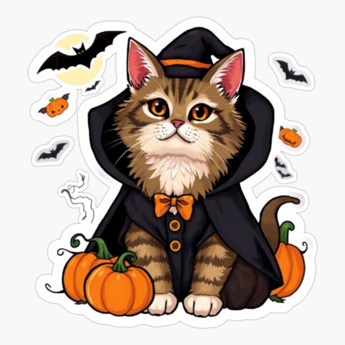 Maneki Scary Cat Sticker, Phone Decal Water Bottle Stickers Car Decals ...