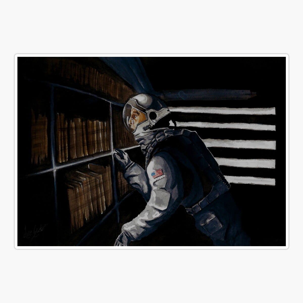 Maneki Sci-Fi Fan Art Interstellar Movie Watercolor Painting Sticker ...