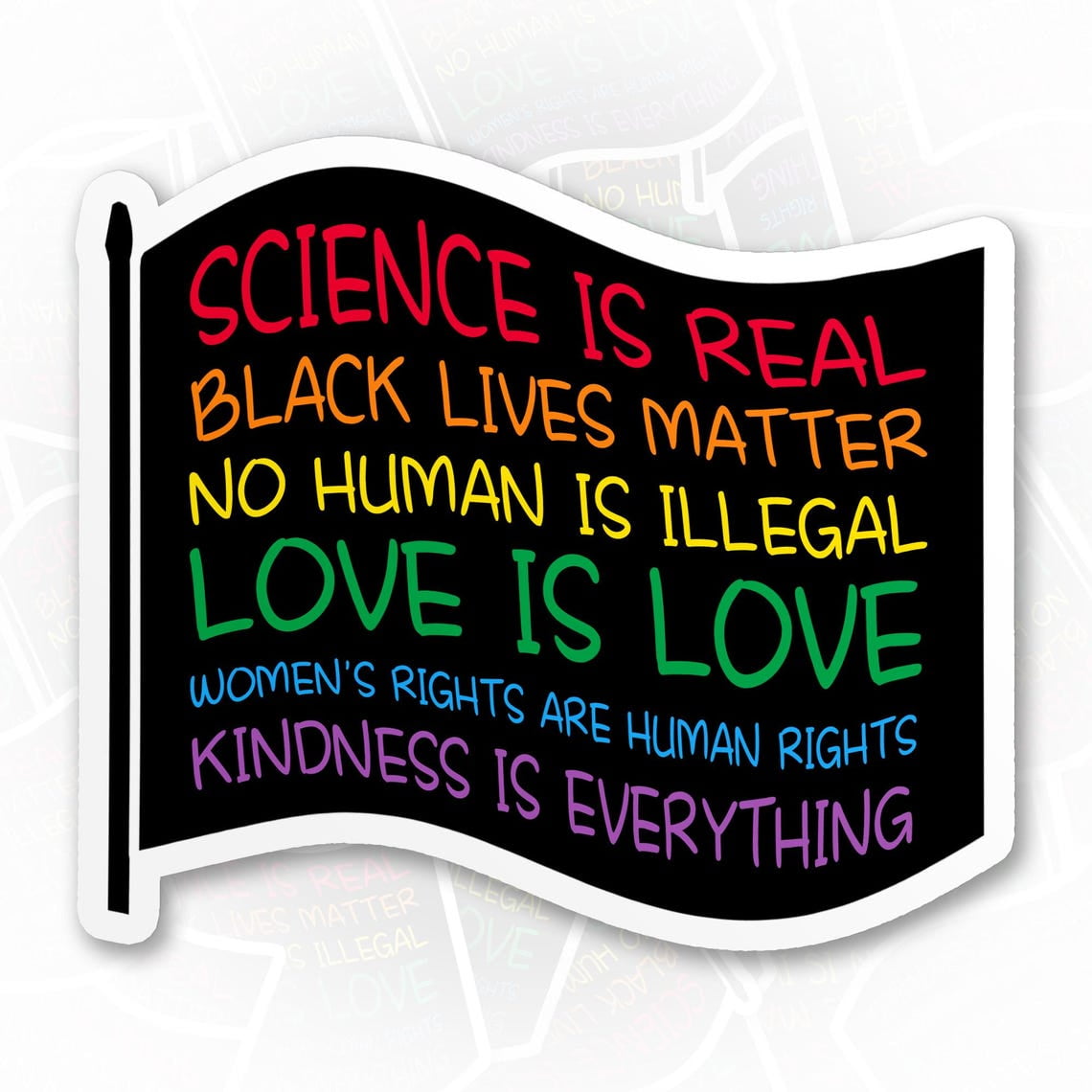 Maneki Science Is Real Er Womens Rights Bumper Ers No Human Is Illegal ...