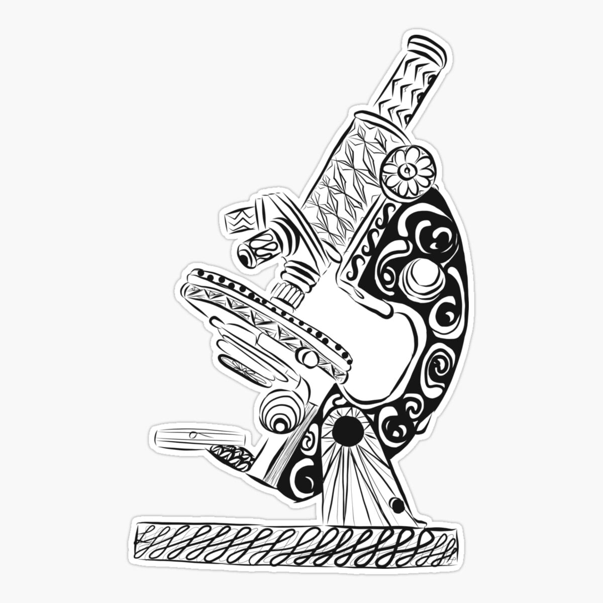 Maneki Scientific Microscope Line Drawing Er, Phone Decal Water Bottle ...