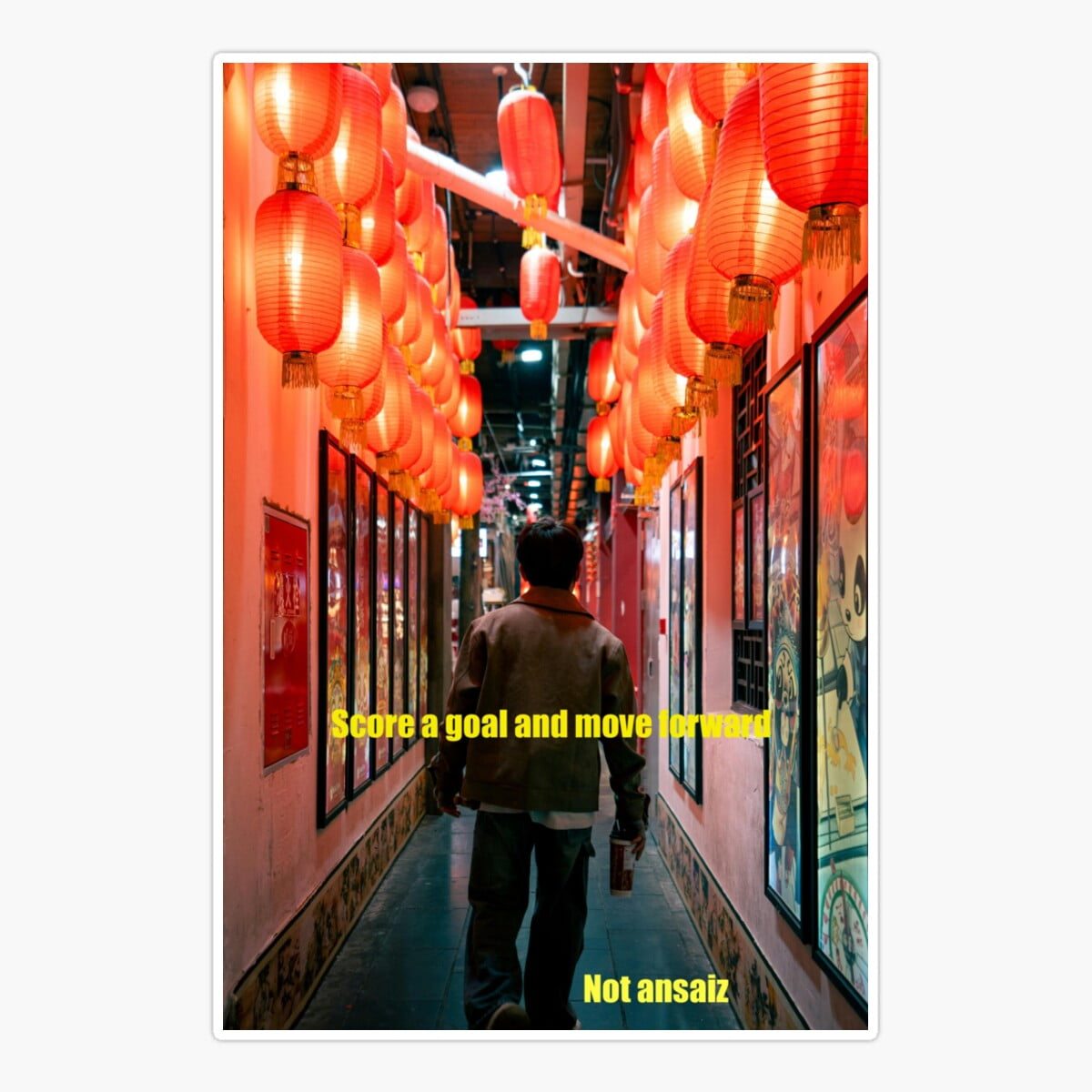 Maneki Score A Goal And Move Forward Sticker, Phone Decal Water Bottle ...