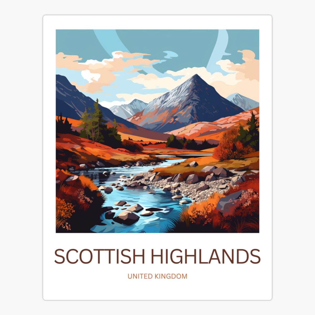 Maneki Scottish Highlands, United Kingdom Sticker, Phone Decal Water ...