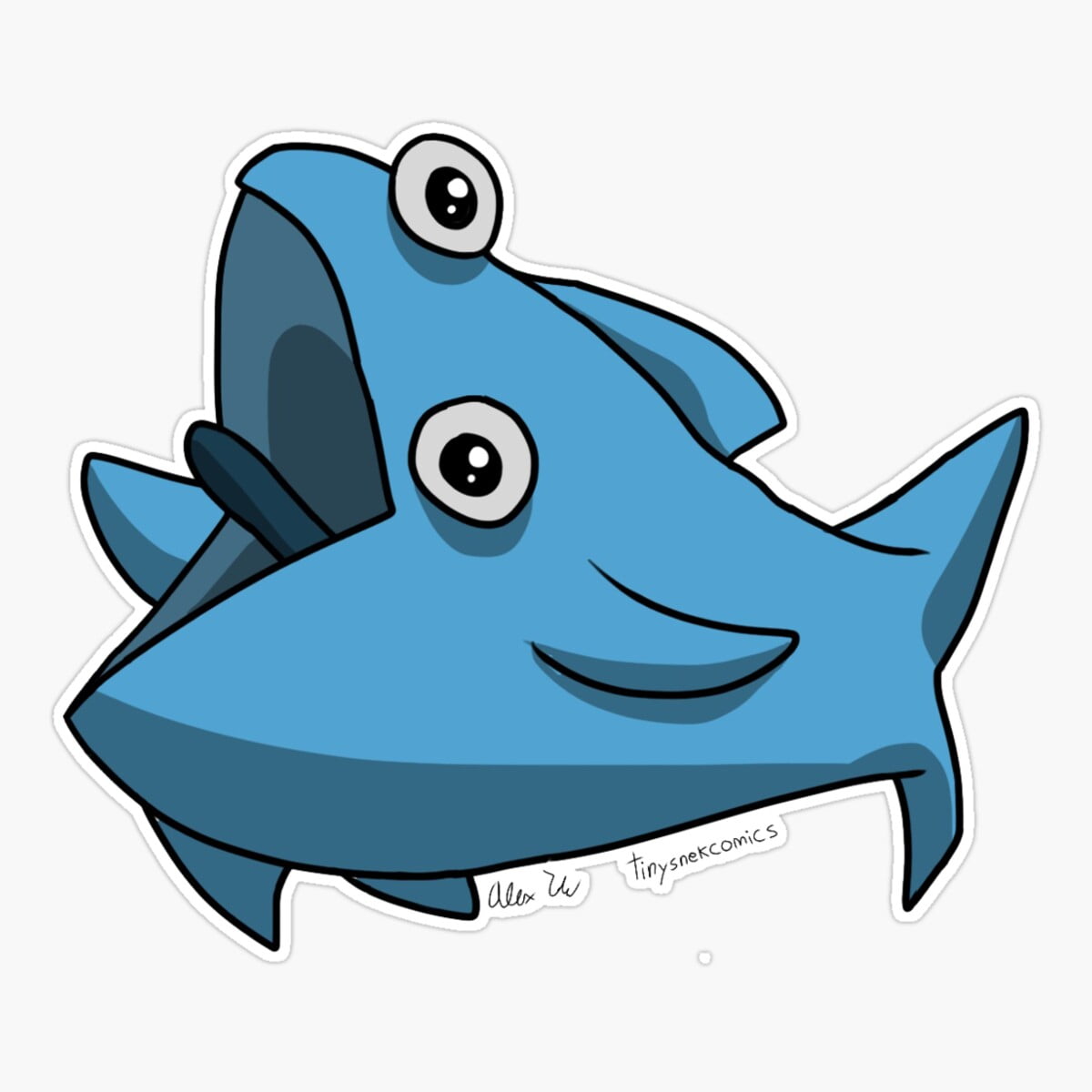 Maneki Screaming Fish - Tiny Snek Comics Sticker, Phone Decal Water ...