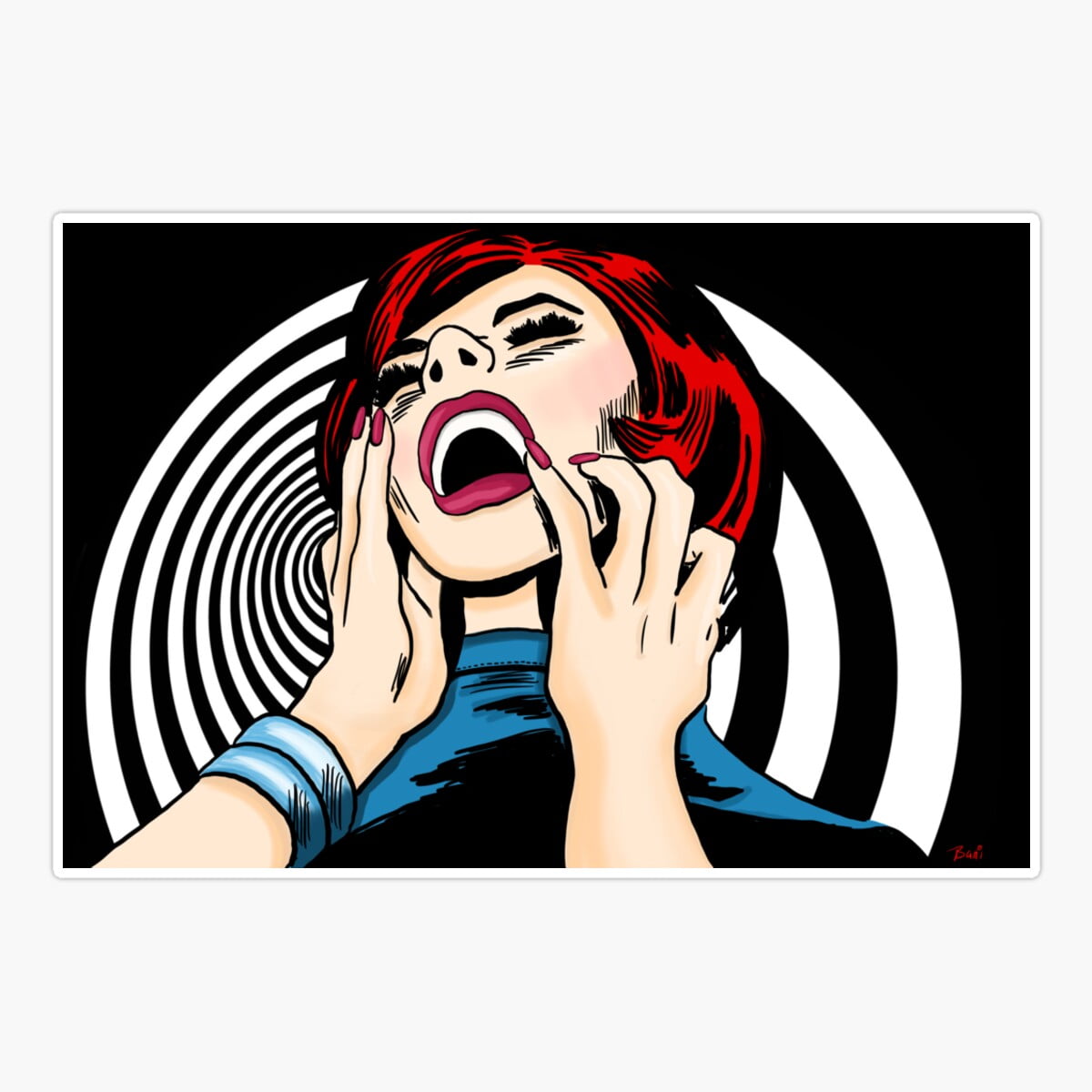 Maneki Screaming Sixties Psychedelic Siren Sticker, Phone Decal Water ...