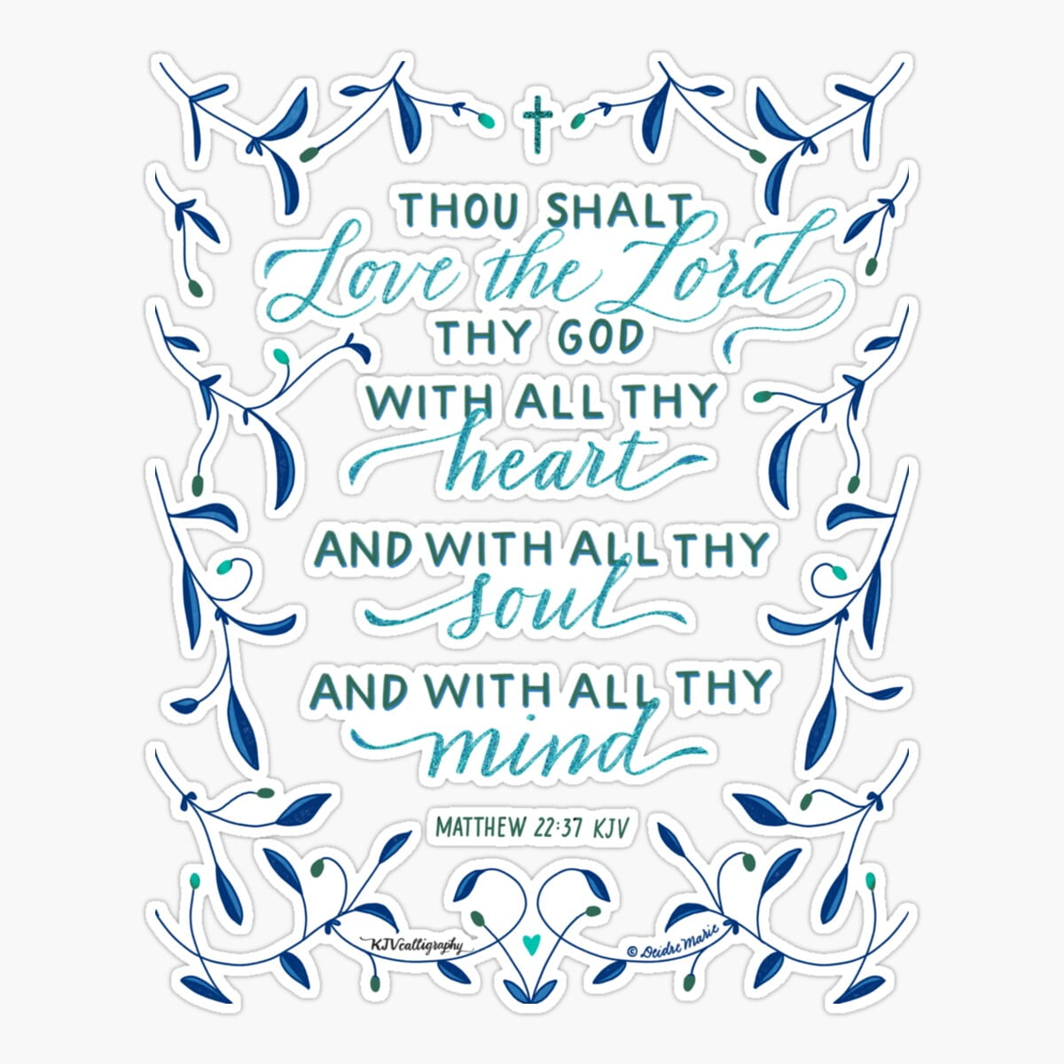 Maneki Scripture Art Of Matthew 22:37 | Thou Shalt Love The Lord | Blue ...