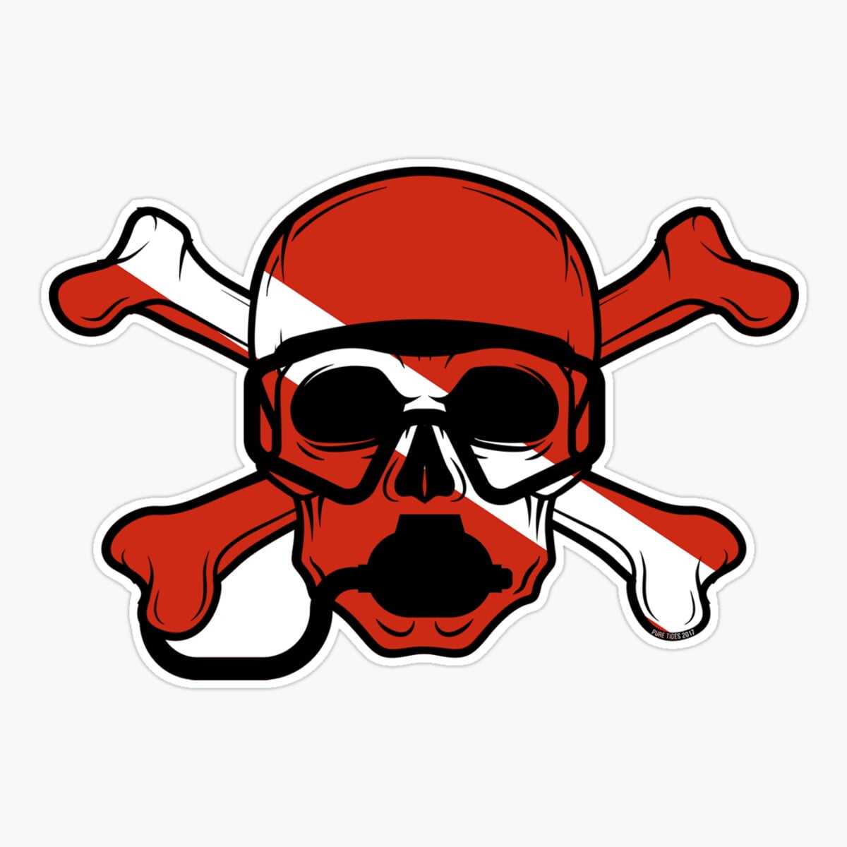 Maneki Scuba Diving Skull And Crossbones Er, Phone Decal Water Bottle ...