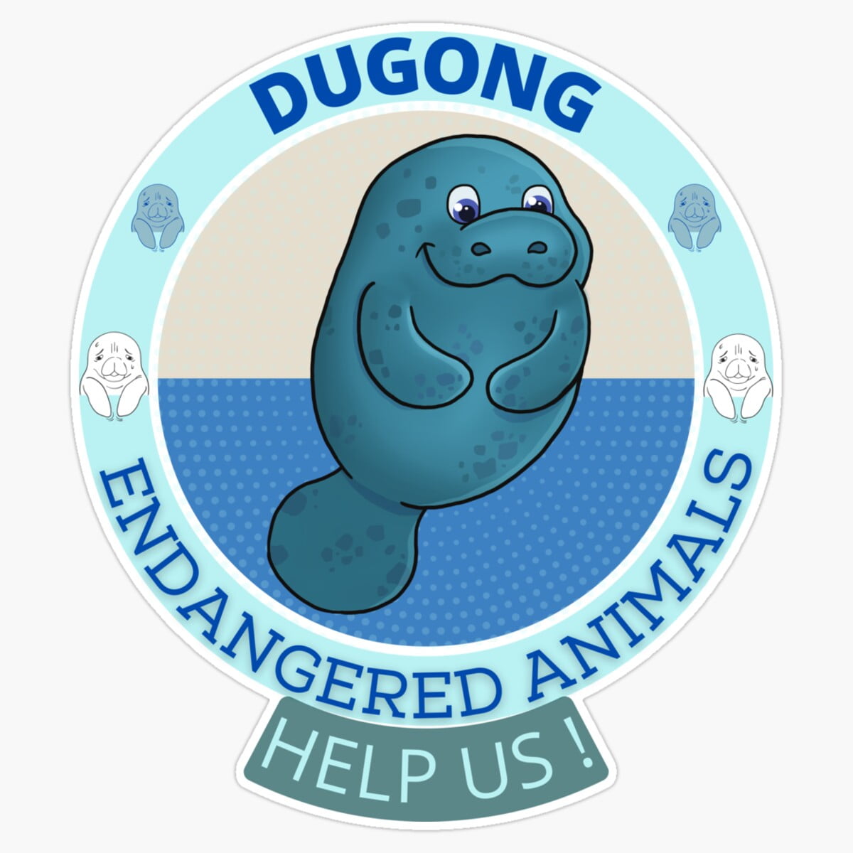 Maneki Sea Animals Endangered Dugong Er, Phone Decal Water Bottle ...