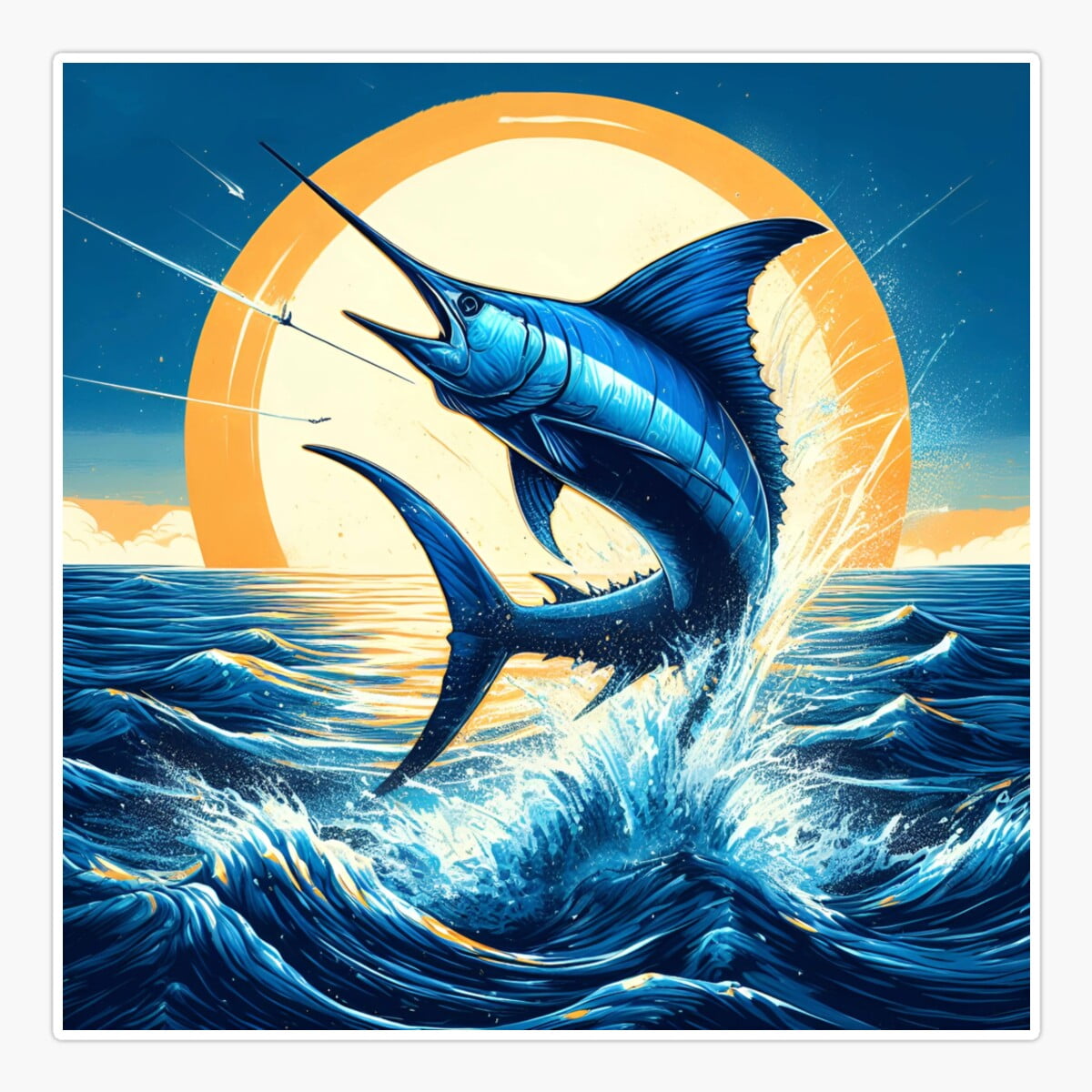 Maneki Sea Ishing, Blue Marlin Jumping Out O The Sea. Er, Phone Decal ...