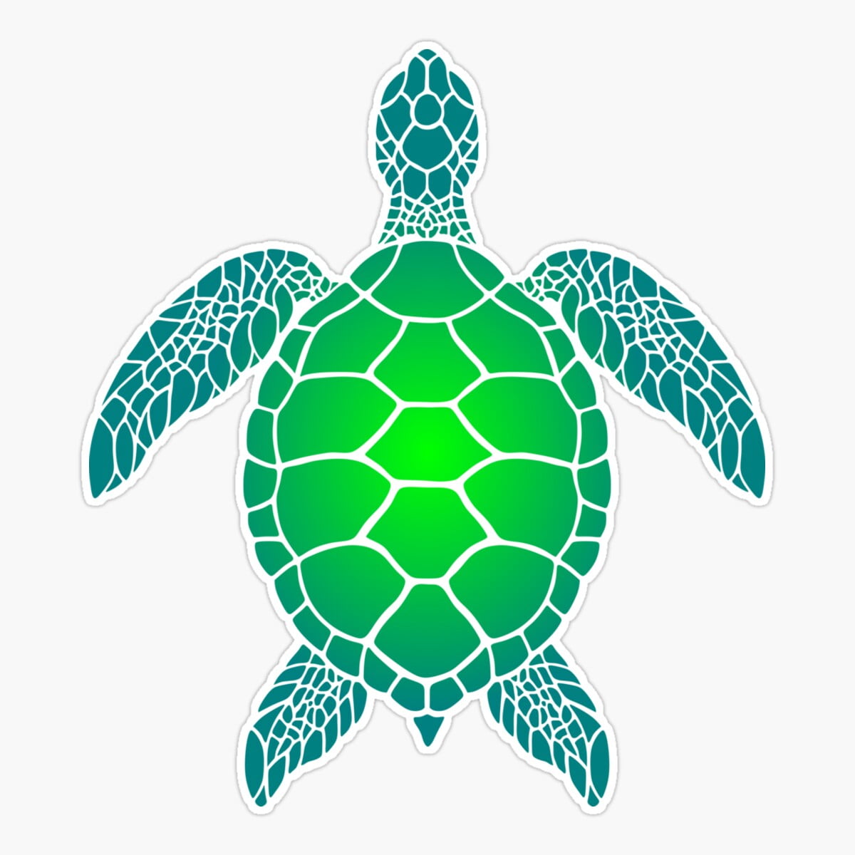 Maneki Sea Turtle Green-Turquoise Sticker, Phone Decal Water Bottle ...