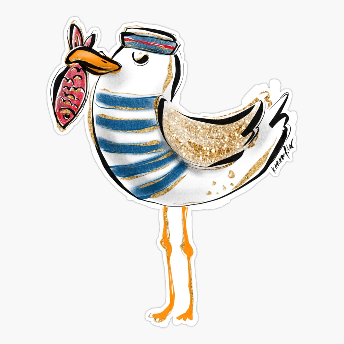 Maneki Seagull Sticker, Phone Decal Water Bottle Stickers Car Decals ...