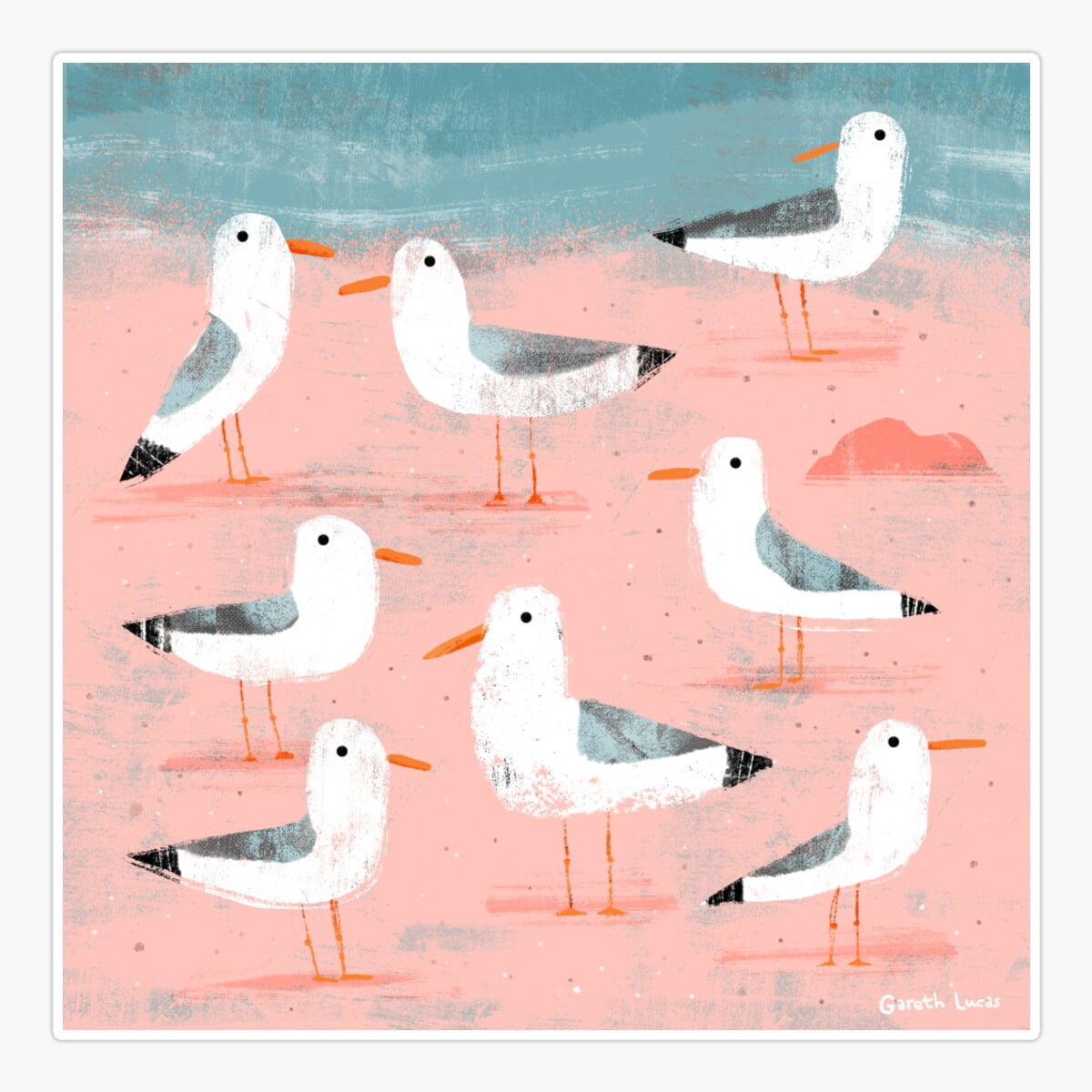 Maneki Seagulls On The Shore Sticker, Phone Decal Water Bottle Stickers ...