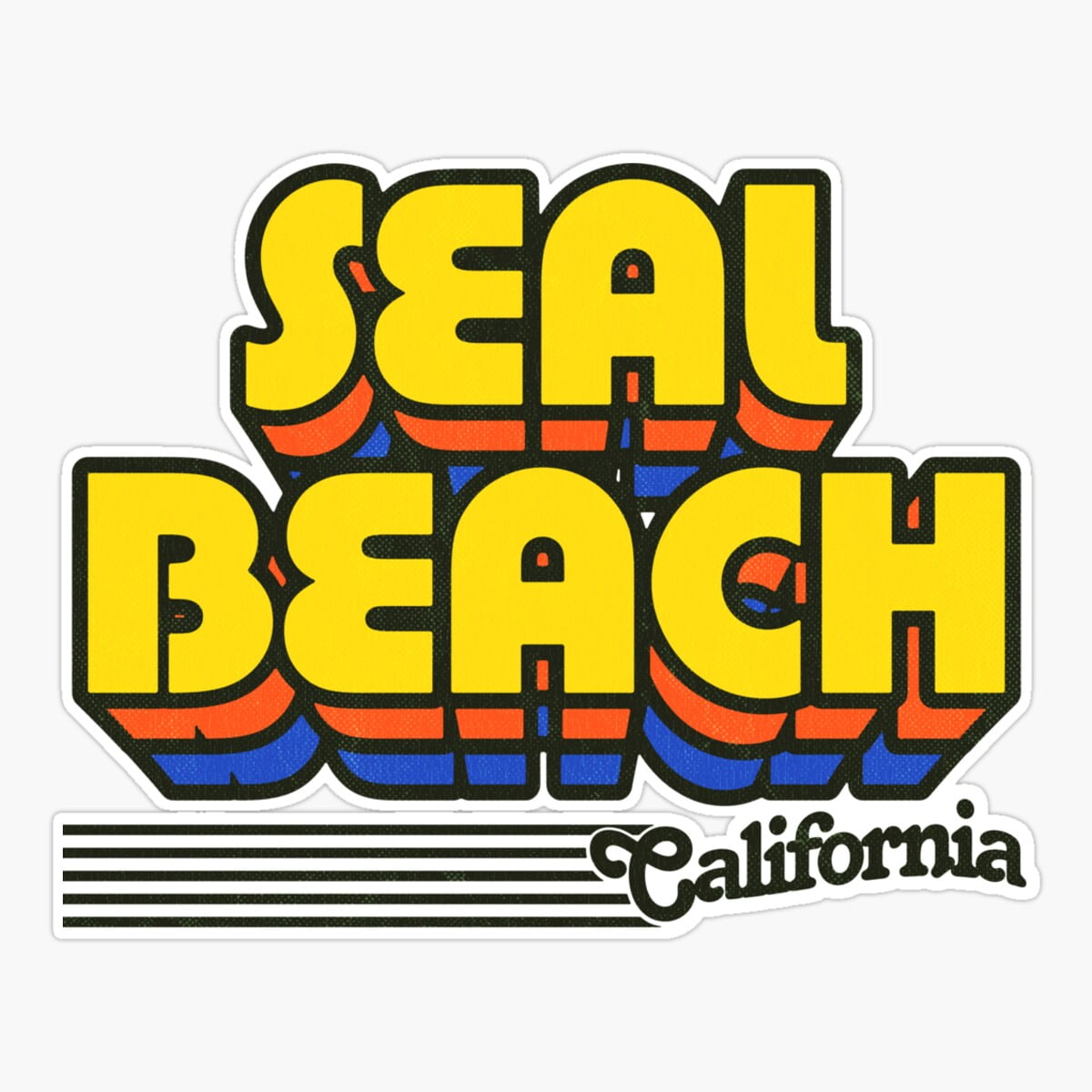 Maneki Seal Beach, California | Retro Stripes Sticker, Phone Decal ...