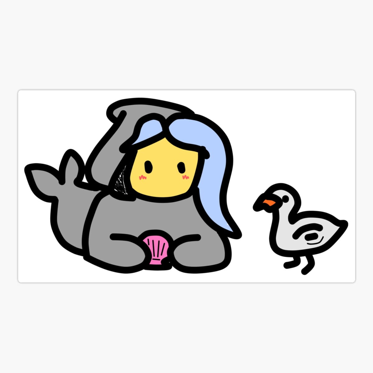 Maneki Seal Pup And Seagull Friend-- Kiko Sticker, Phone Decal Water ...