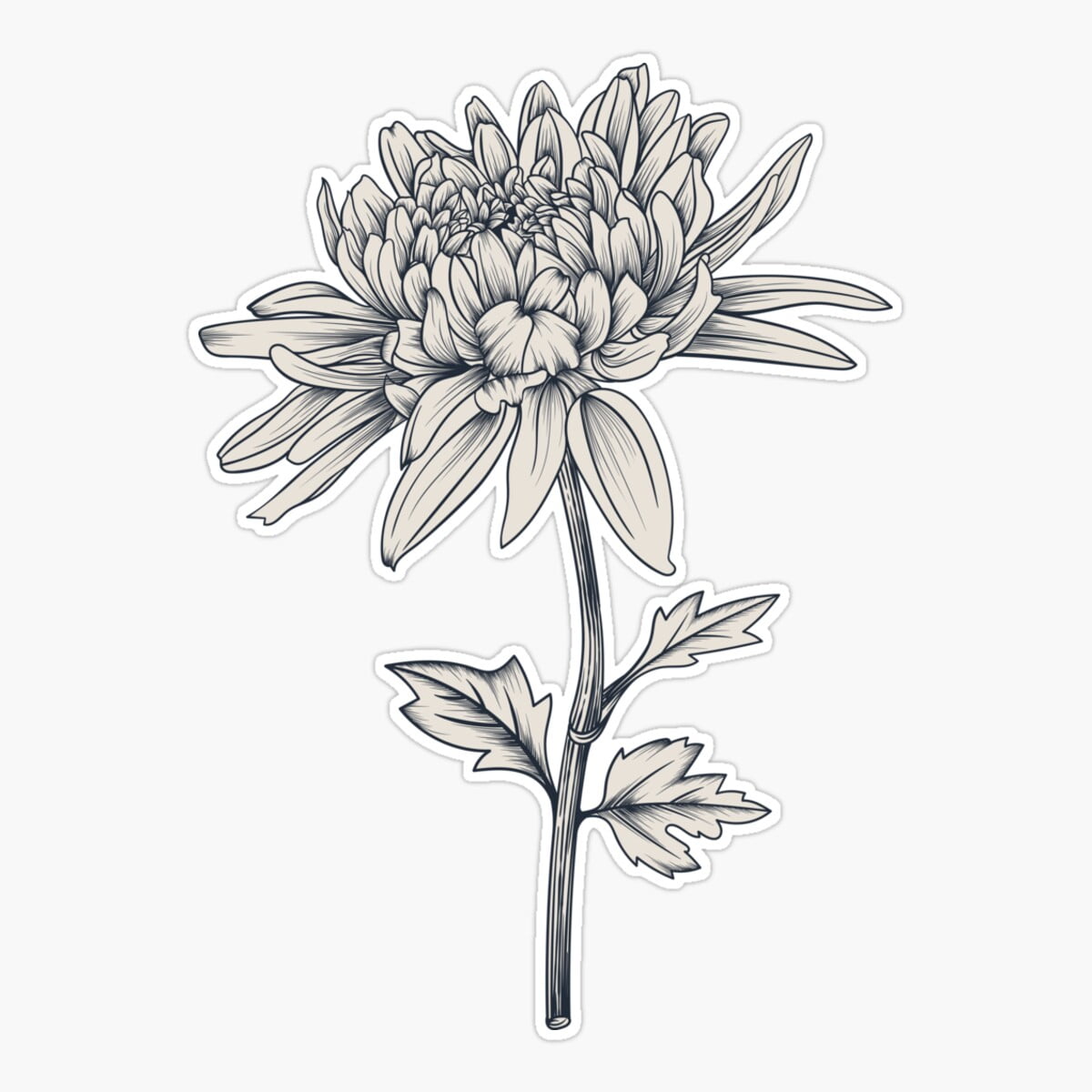 Maneki Seamless Japanese Monochrome Chrysanthemum Pattern Sticker ...