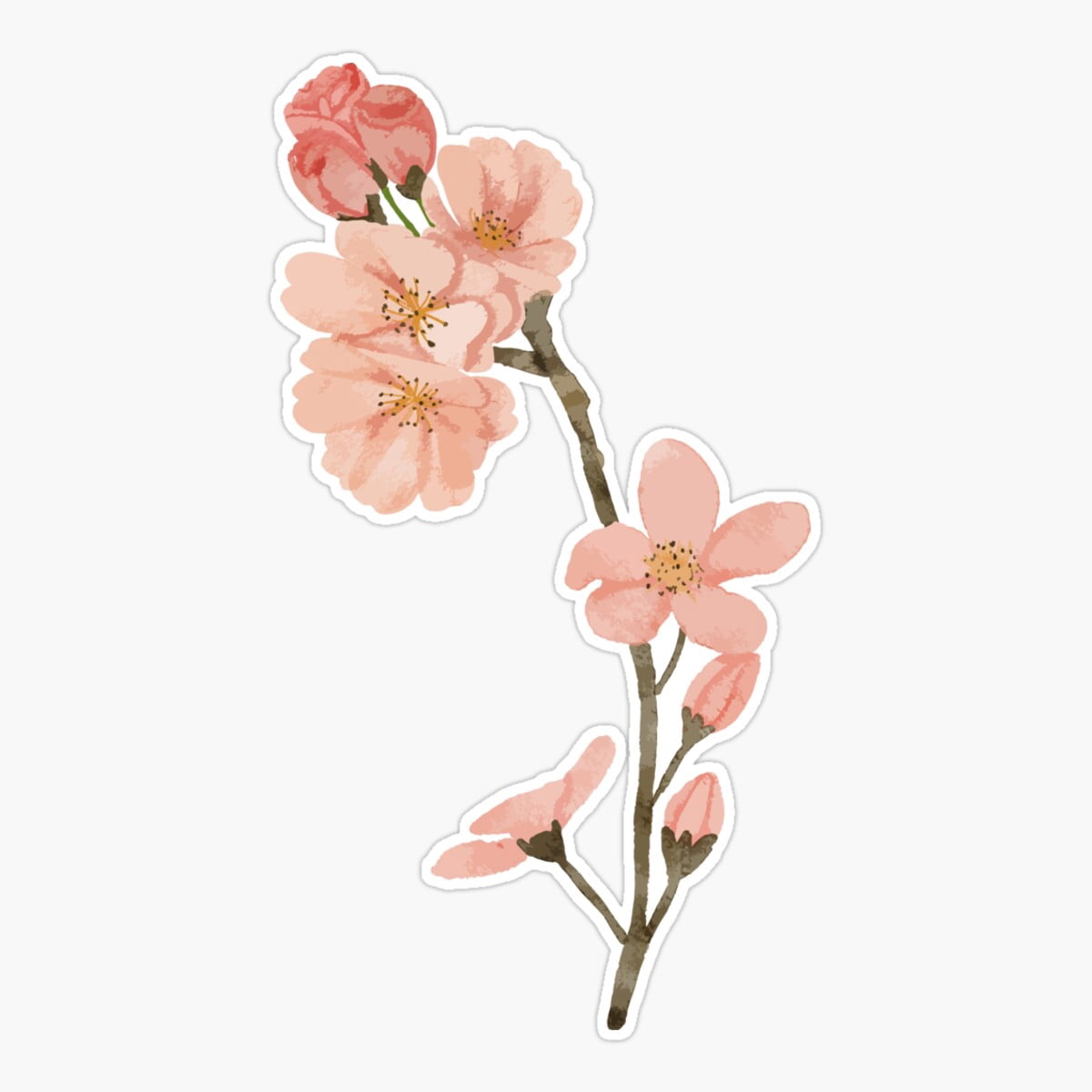 Maneki Seamless Japanese Wagara Cherry Blossom Pattern Sticker, Phone ...