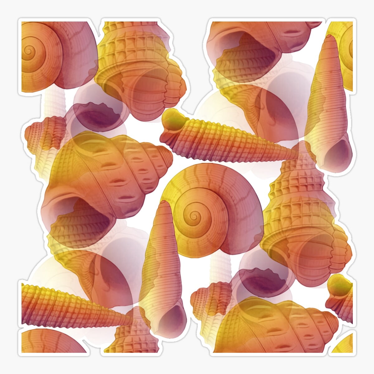 Maneki Seamless Ocean Pattern With Ocean Shells Sticker, Phone Decal ...