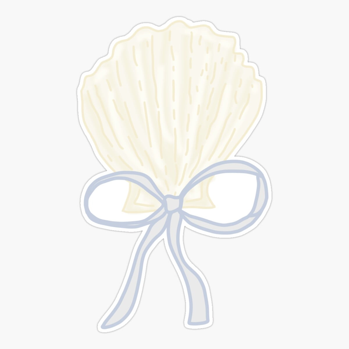 Maneki Seashell With Blue Bow Er, Phone Decal Water Bottle Stickers Car ...