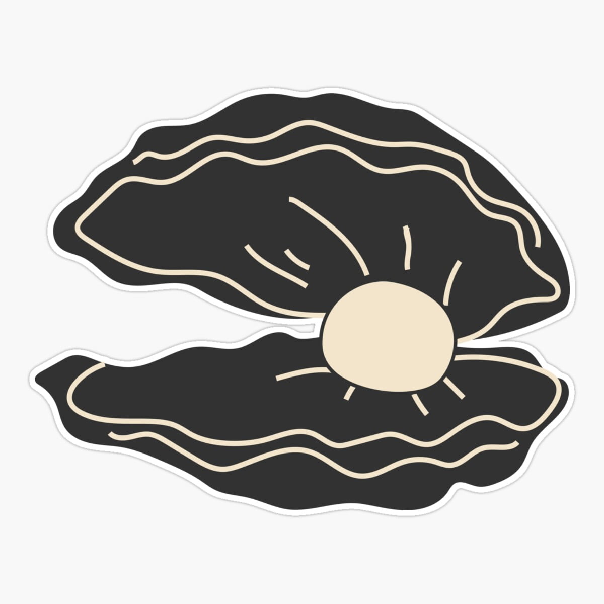 Maneki Seashell With Pearl Inside Sticker, Phone Decal Water Bottle ...