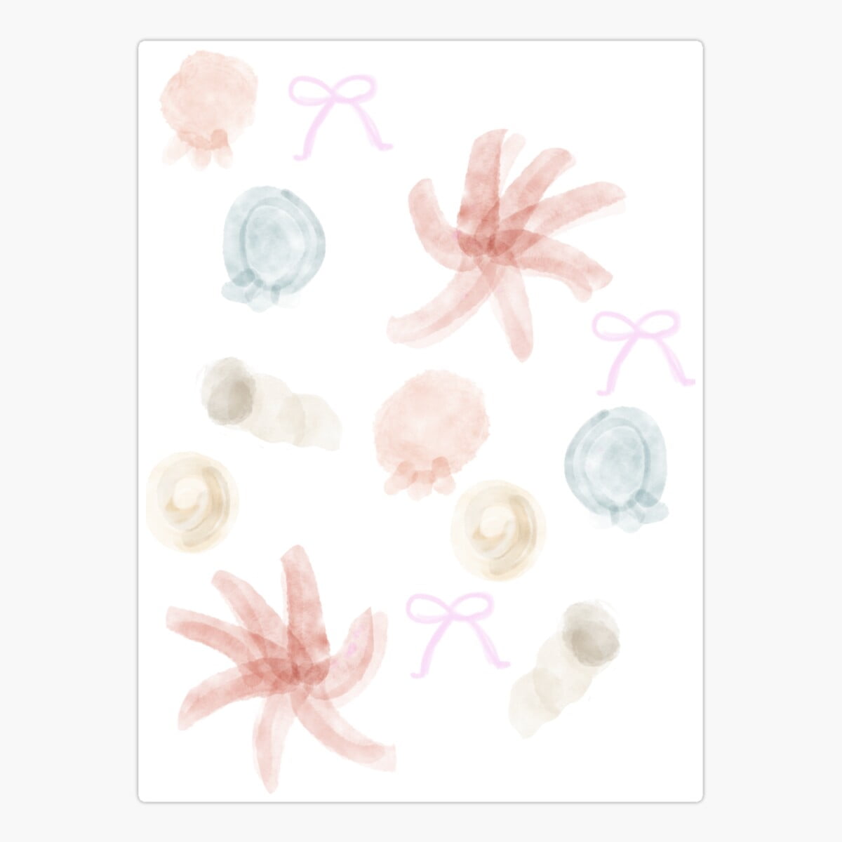 Maneki Seashells And Bows Er, Phone Decal Water Bottle Stickers Car ...