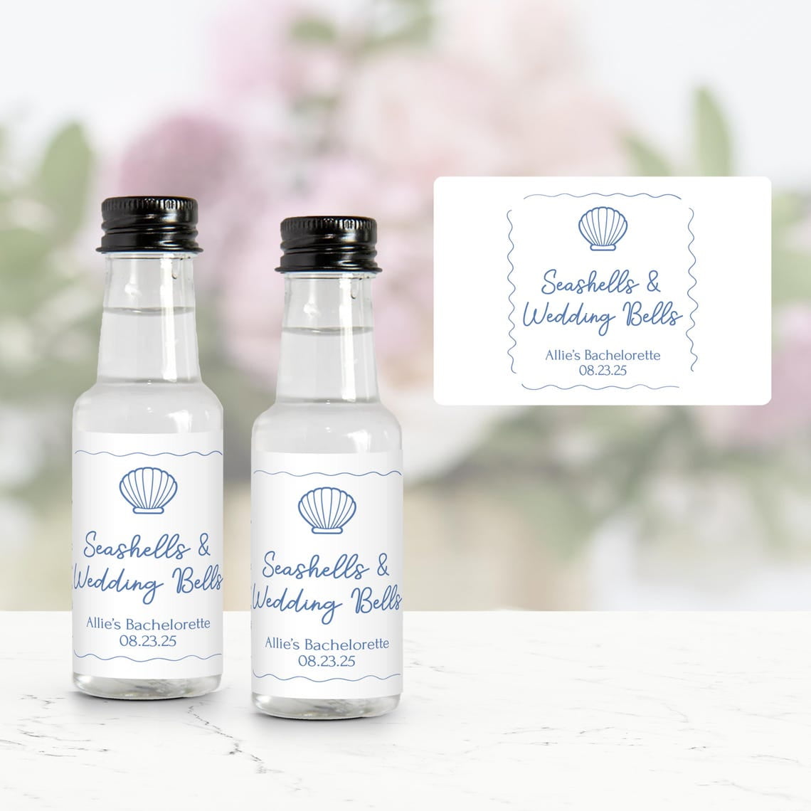 Maneki Seashells And Wedding Bells Bachelorette Mini Liquor Bottle ...