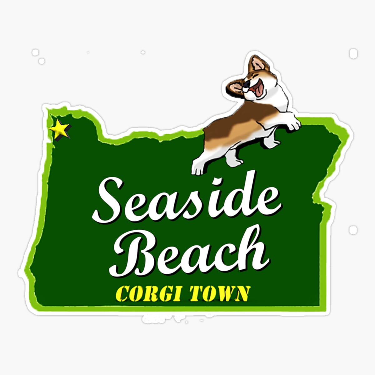 Maneki Seaside Corgi Town Sticker, Phone Decal Water Bottle Stickers ...