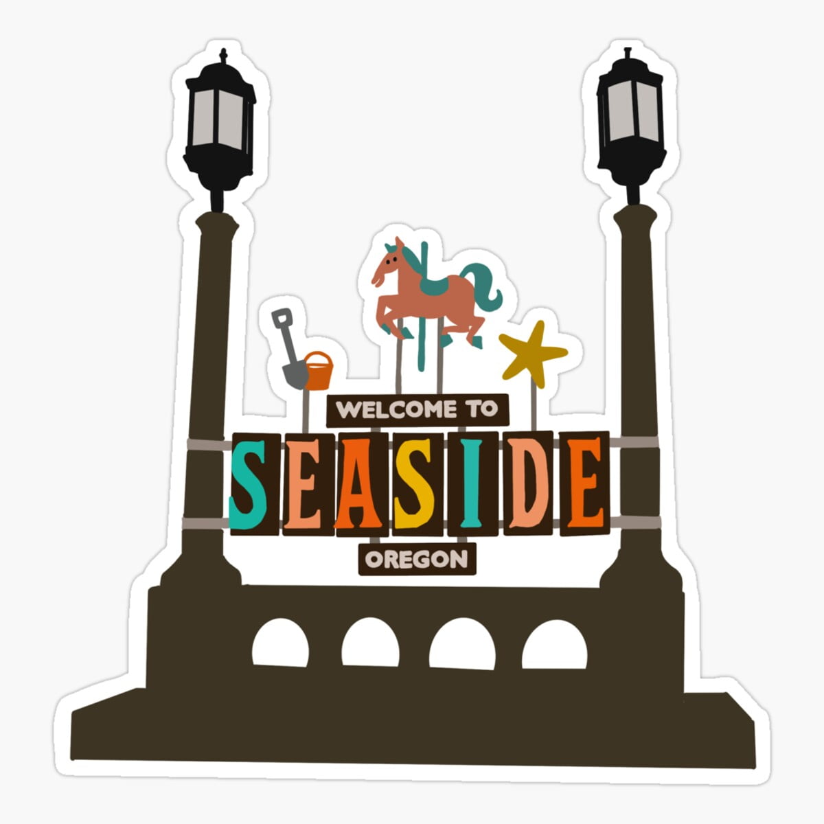 Maneki Seaside Oregon Sign Sticker, Phone Decal Water Bottle Stickers ...