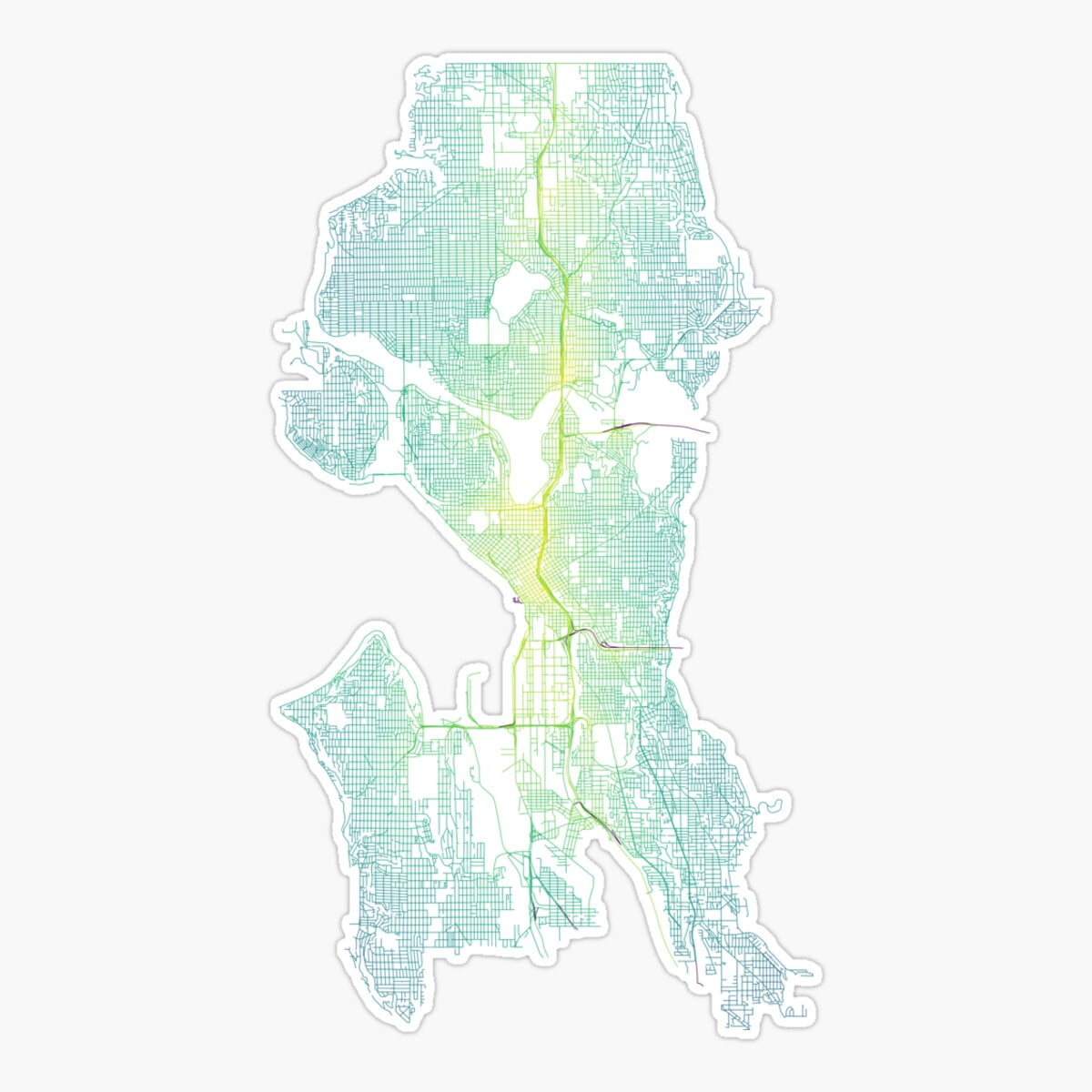 Maneki Seattle, Washington, Usa Colored Street Network Map Graphic ...