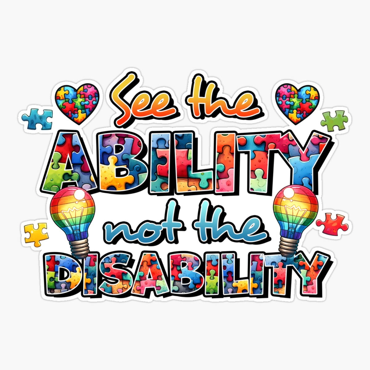 Maneki See The Ability Not The Disability Er, Phone Decal Water Bottle ...