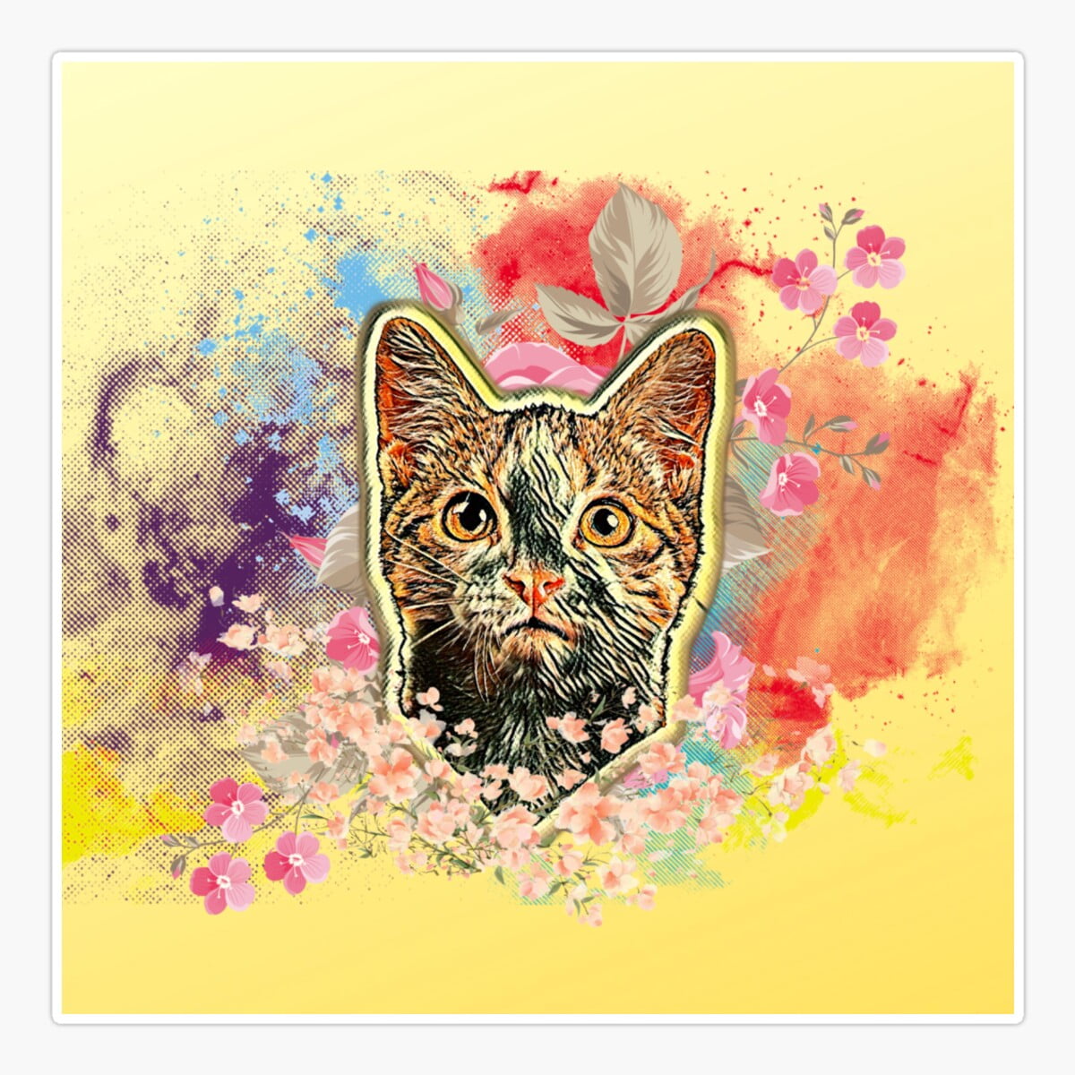 Maneki Sel-Purrtrait No. Rb-005 Sticker, Phone Decal Water Bottle ...