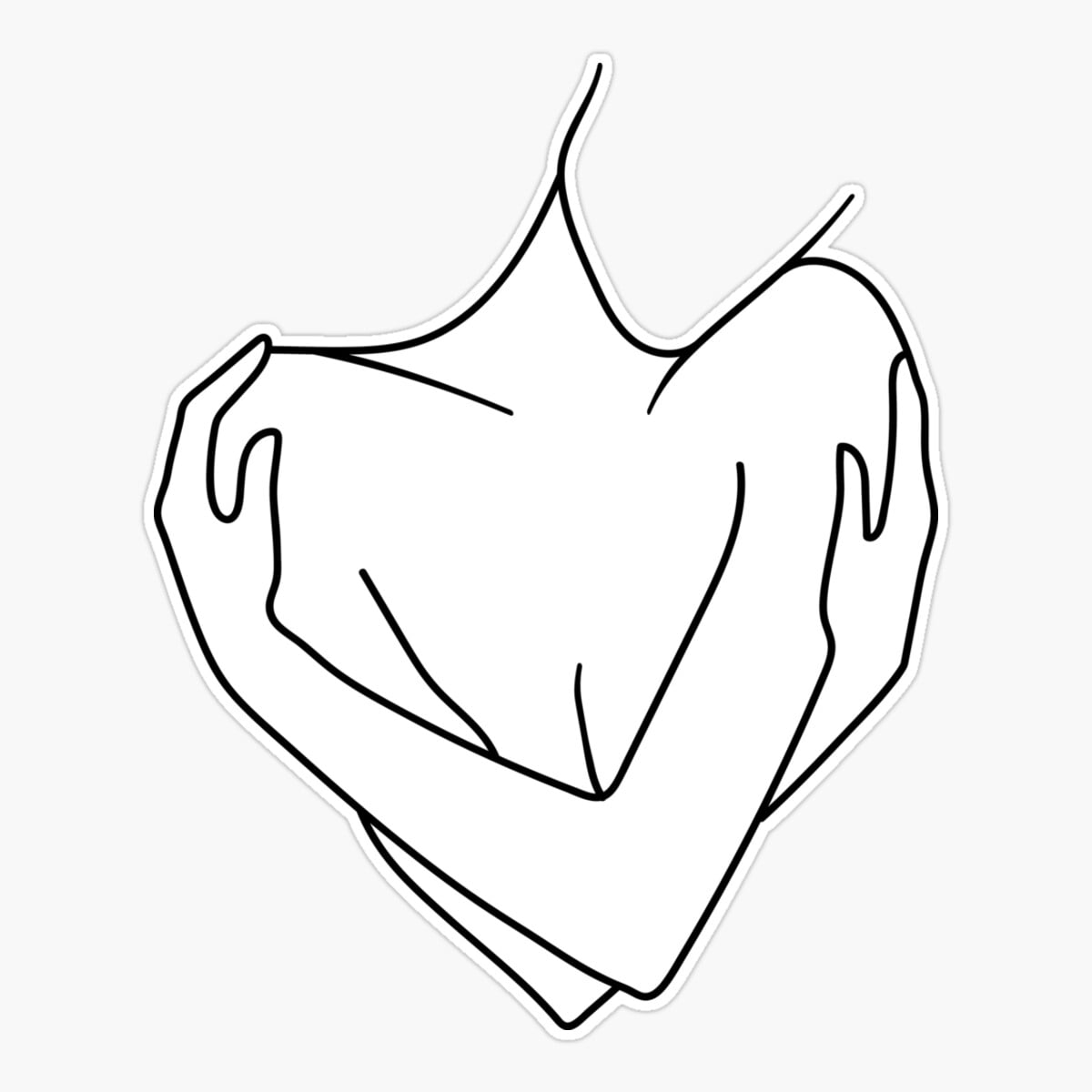 Maneki Self Love Hug Art Sticker, Phone Decal Water Bottle Stickers Car ...