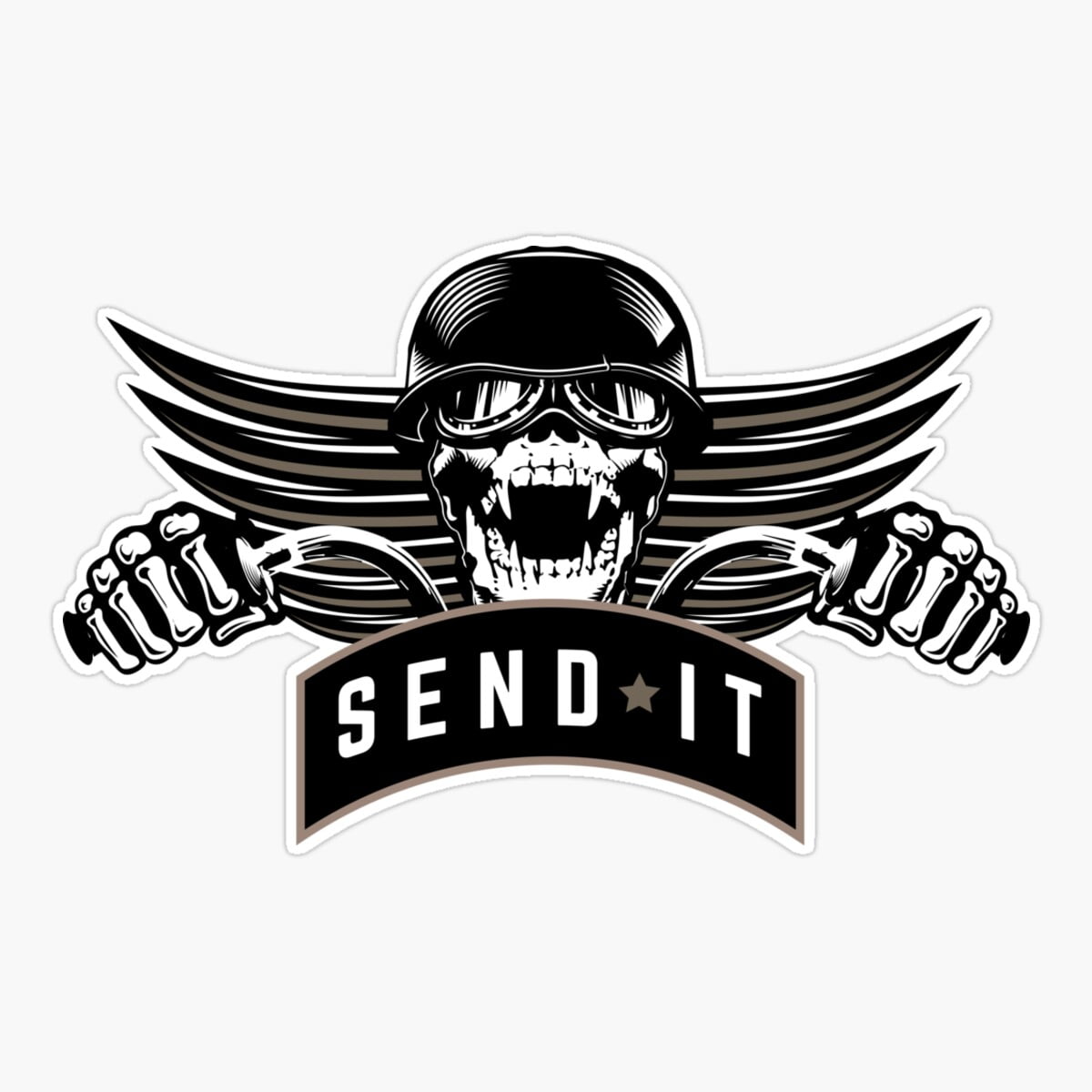 Maneki Send It Motorcycle Motorbike Biker Skull Er, Phone Decal Water ...