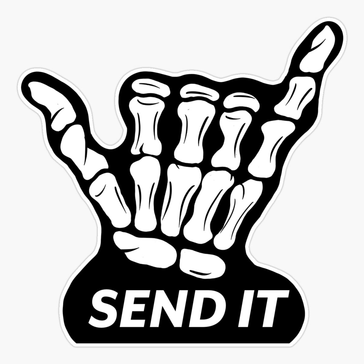 Maneki Send It Skeletal Hand Er, Phone Decal Water Bottle Stickers Car ...