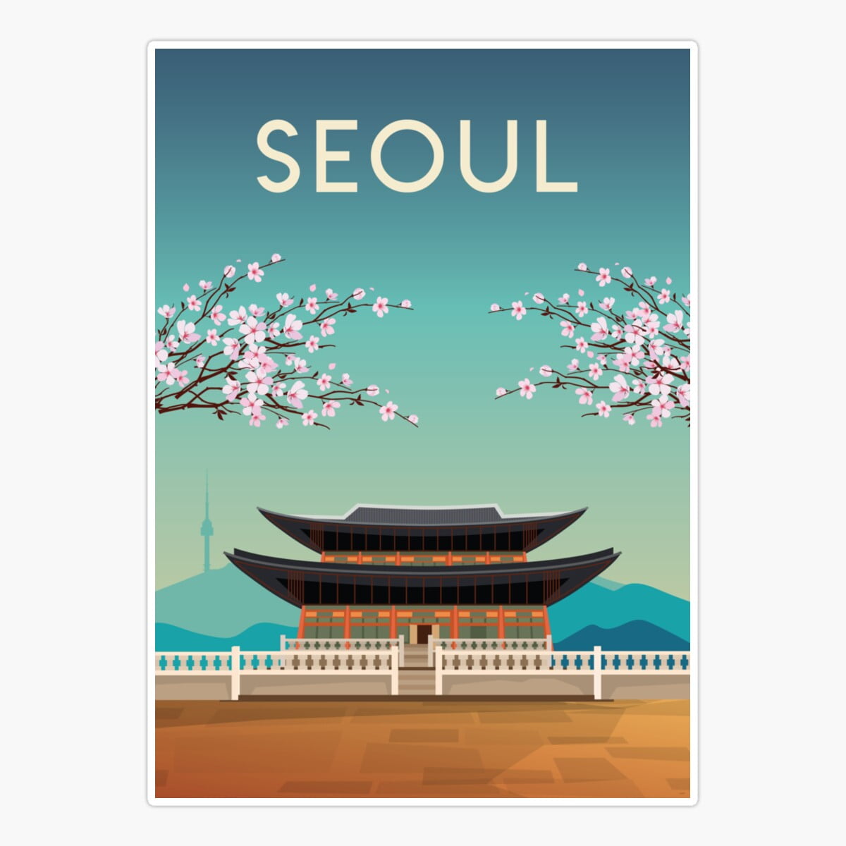 Maneki Seoul Korea South Korea Travel Poster Sticker, Phone Decal Water ...